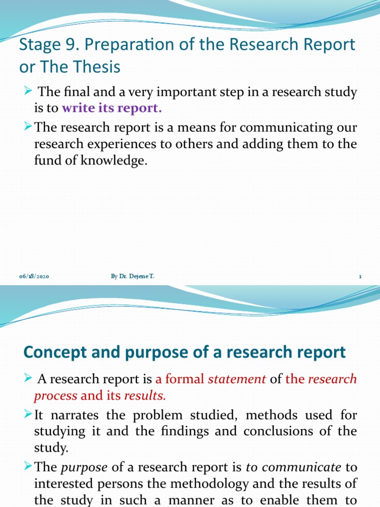 Stage 9. Preparation of The Research Report or The Thesis | PDF | Hypothesis | Data Analysis