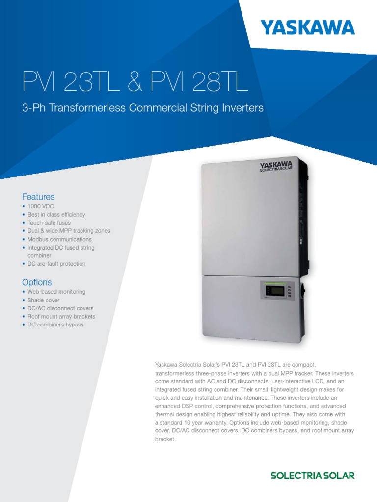 Pvi 23Tl & Pvi 28Tl: 3-Ph Transformerless Commercial String Inverters | PDF | Power Inverter ...