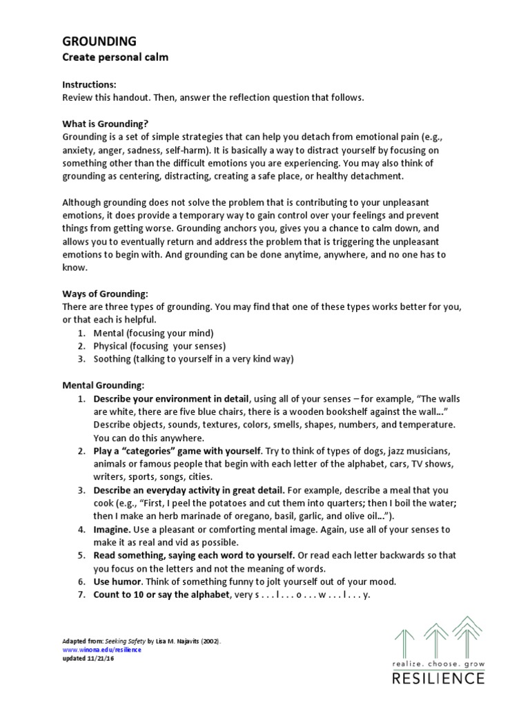 Grounding Worksheet PDF | PDF | Feeling | Emotions