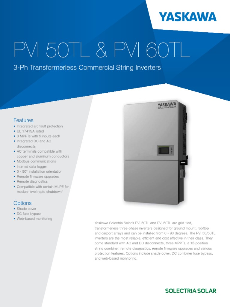Pvi 50Tl & Pvi 60Tl: 3-Ph Transformerless Commercial String Inverters | PDF | Alternating ...