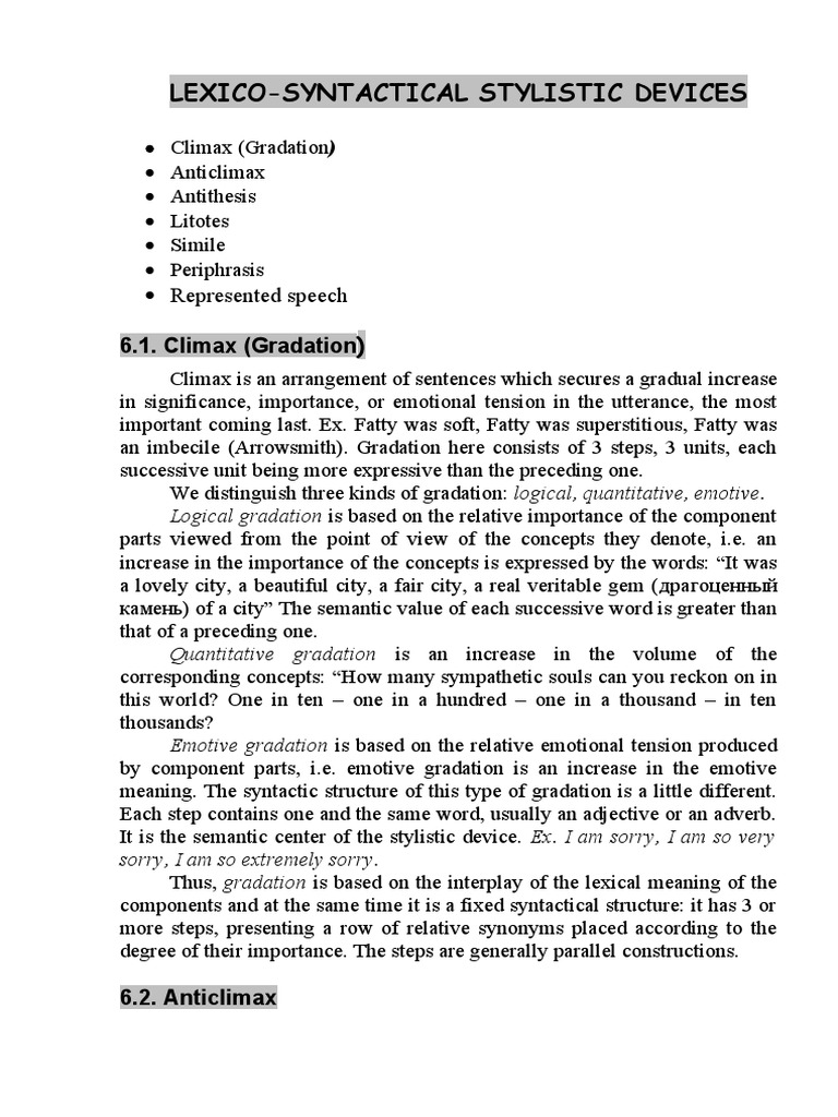 An In-Depth Analysis of Lexico-Syntactic Stylistic Devices | PDF | Word ...