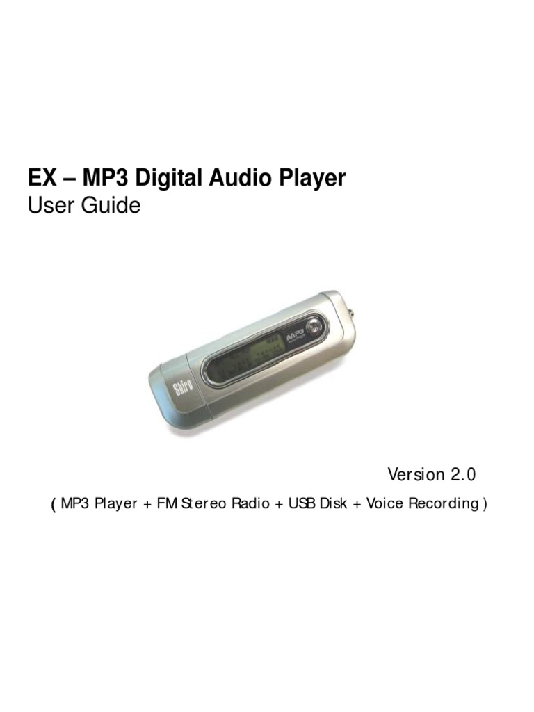 EX - MP3 Digital Audio Player: User Guide | PDF | Usb | Personal Computers
