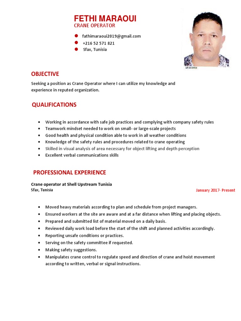 CV Fathi PDF | Download Free PDF | Crane (Machine) | Safety