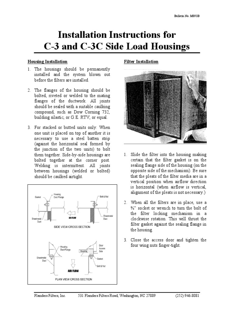 Installation Instructions For C-3 and C-3C Side Load Housings | PDF