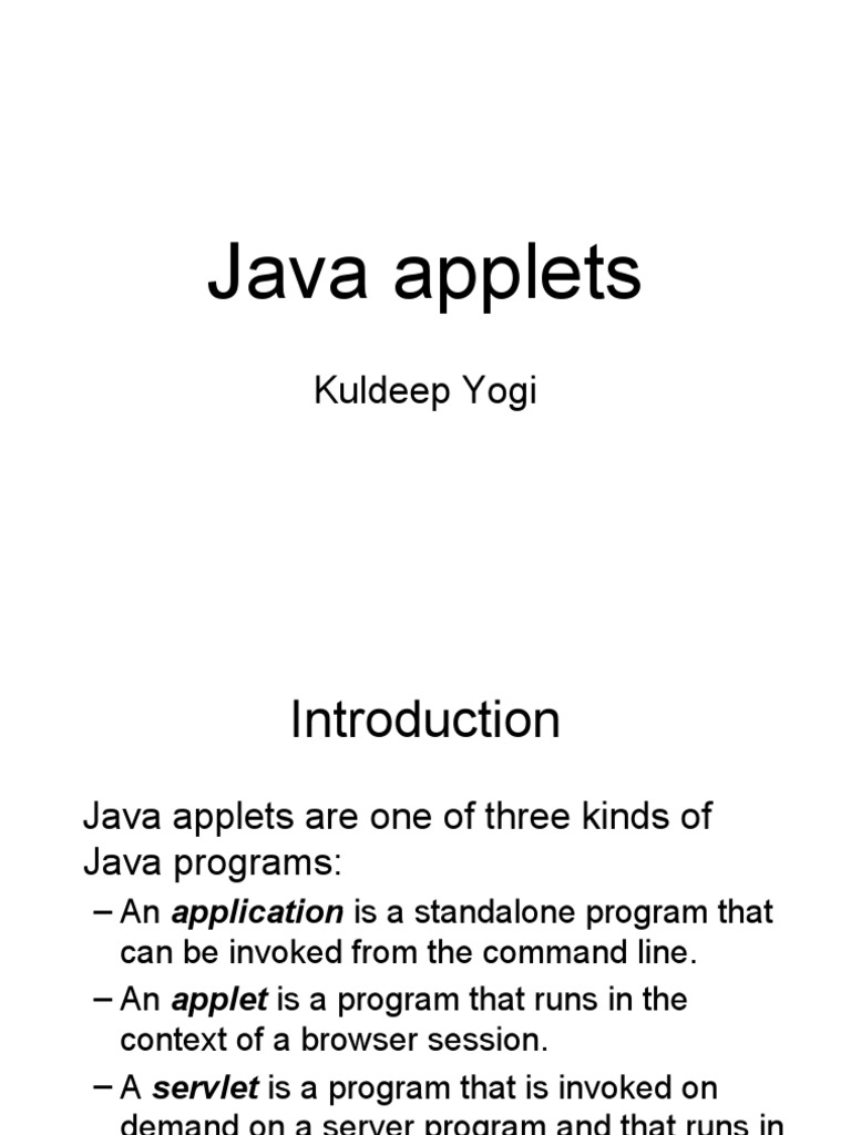 Java Applets: Kuldeep Yogi | PDF | World Wide Web | Internet & Web