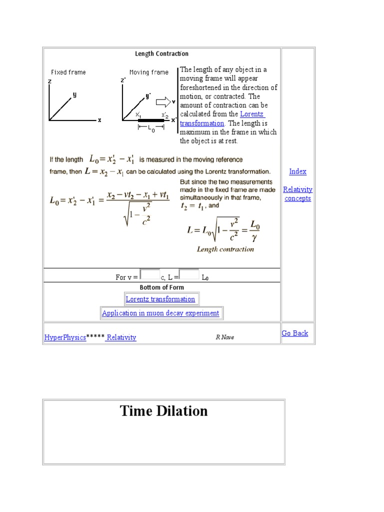 Time Dilation: Lorentz Transformation | PDF