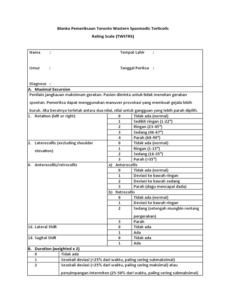 Blangko TWSTRS | PDF