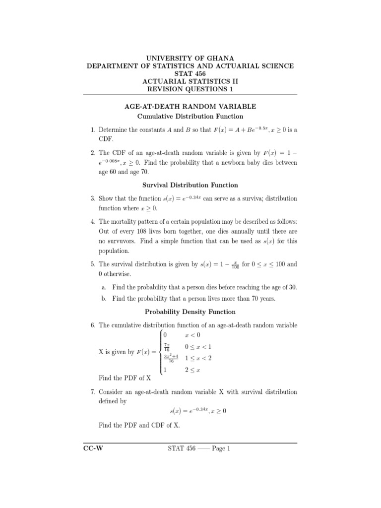 Revision 1 | PDF | Probability Distribution | Random Variable
