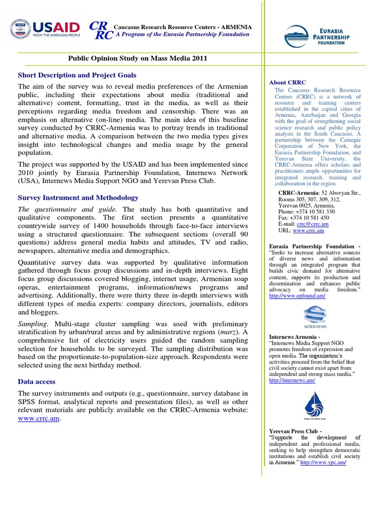 CRRC ArMedia One Pager Eng2011 | PDF
