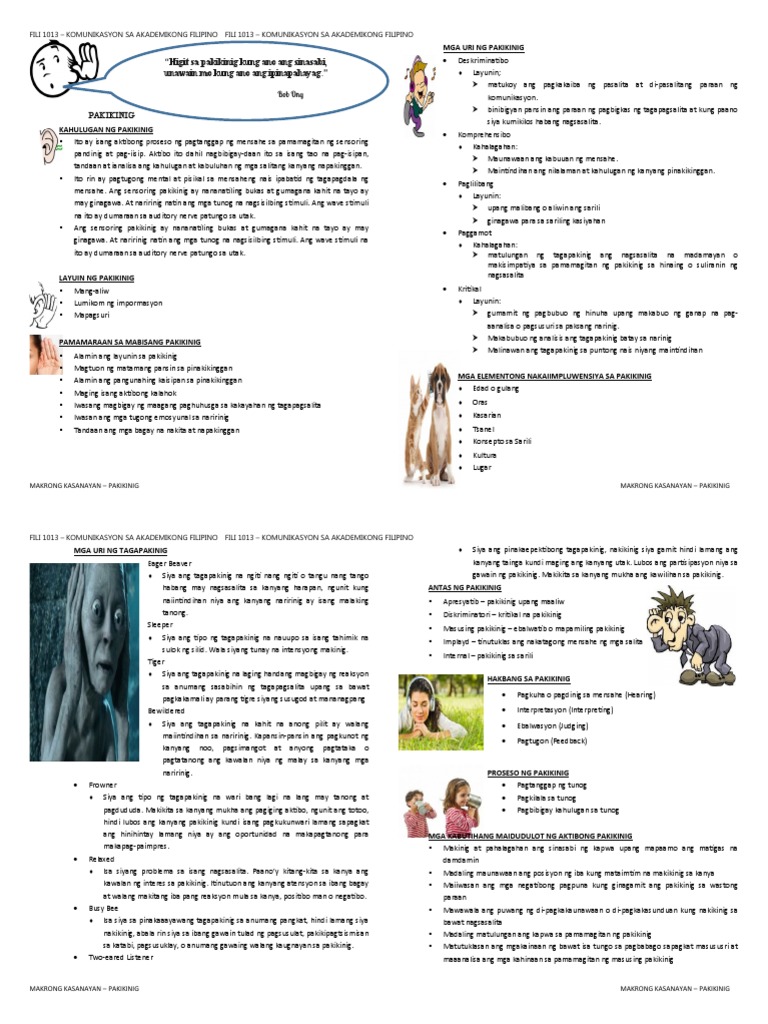 Mga Makrong Kasanayan - Pakikinig | PDF