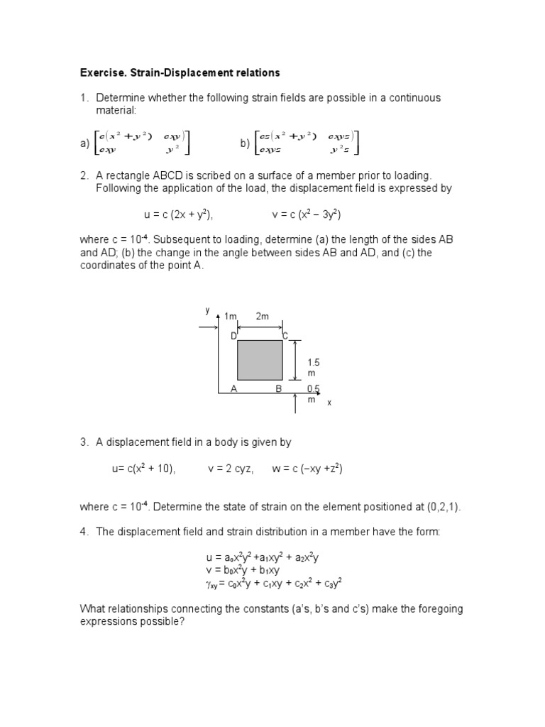 Strain-Displacement Relations Analysis | PDF | Deformation (Mechanics ...