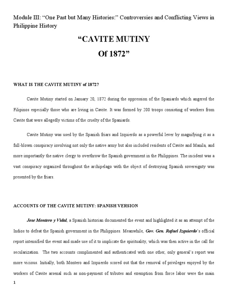 Cavite Mutiny of 1872: Spark of Philippine Revolution | PDF | Philippines