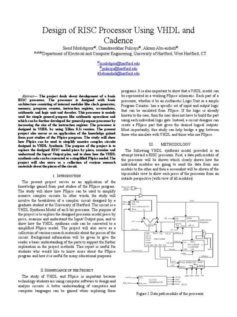 Design of RISC Processor Using VHDL and Cadence | PDF | Central Processing Unit | Computer File