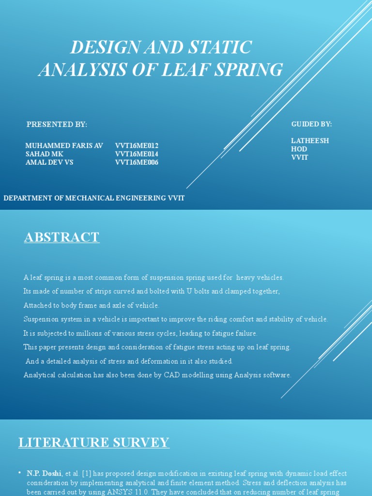 Design and Static Analysis of Leaf Spring | PDF | Stress (Mechanics ...