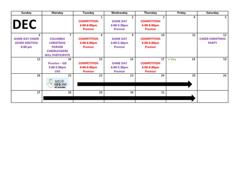 2020-21 December Cheer Calendar | PDF
