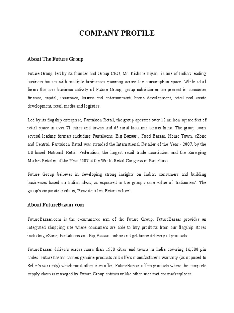 Big Bazaar: Future Group Overview | PDF | Retail | Grocery Store