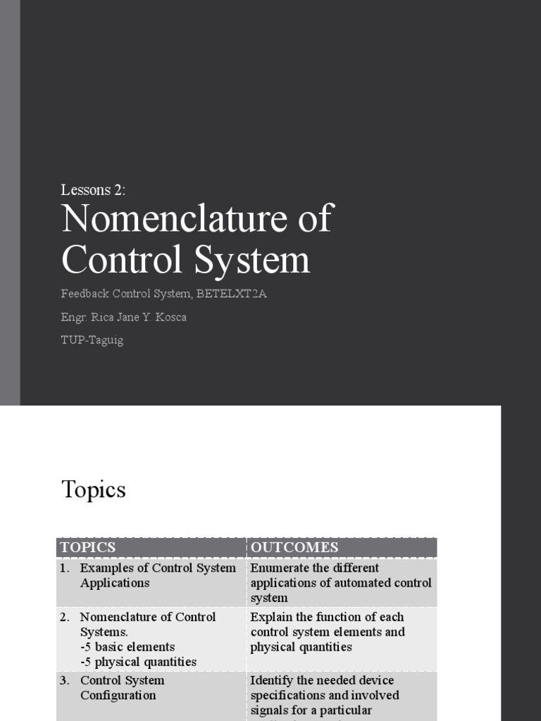 Nomenclature of Control System | PDF | Control Theory | Control System