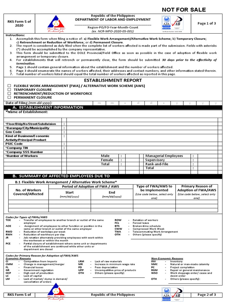 Establishment Report: Not For Sale | PDF | Unemployment Benefits ...