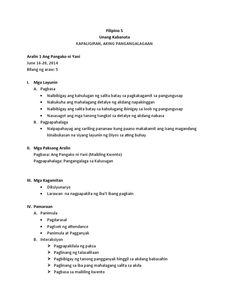 Lesson Plan Filipino 5 | PDF