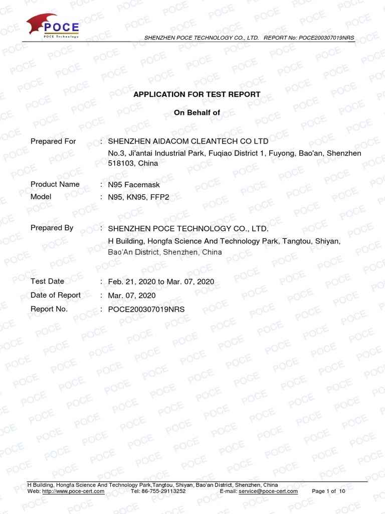 N95 Mask Test Report | PDF | Chemistry | Nature