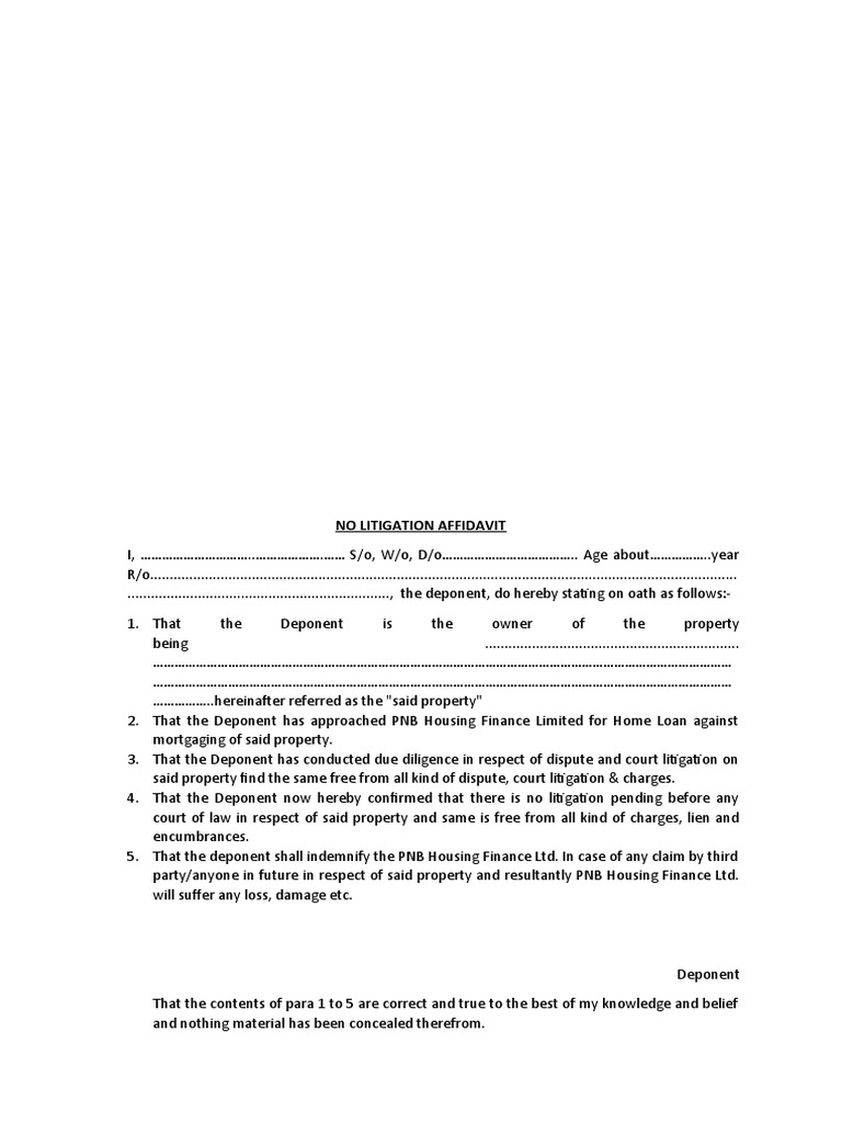 PNB NO LITIGATION AFFIDAVIT | PDF