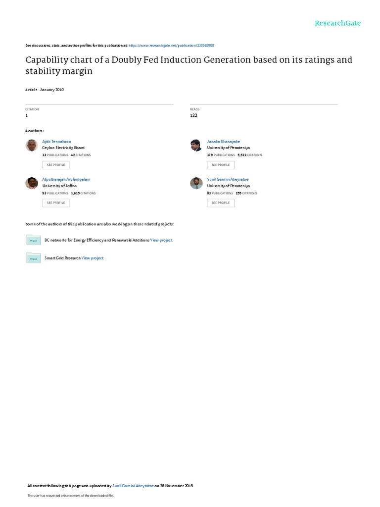Capability Chart Of A Doubly Fed Induction Generation Based On Its