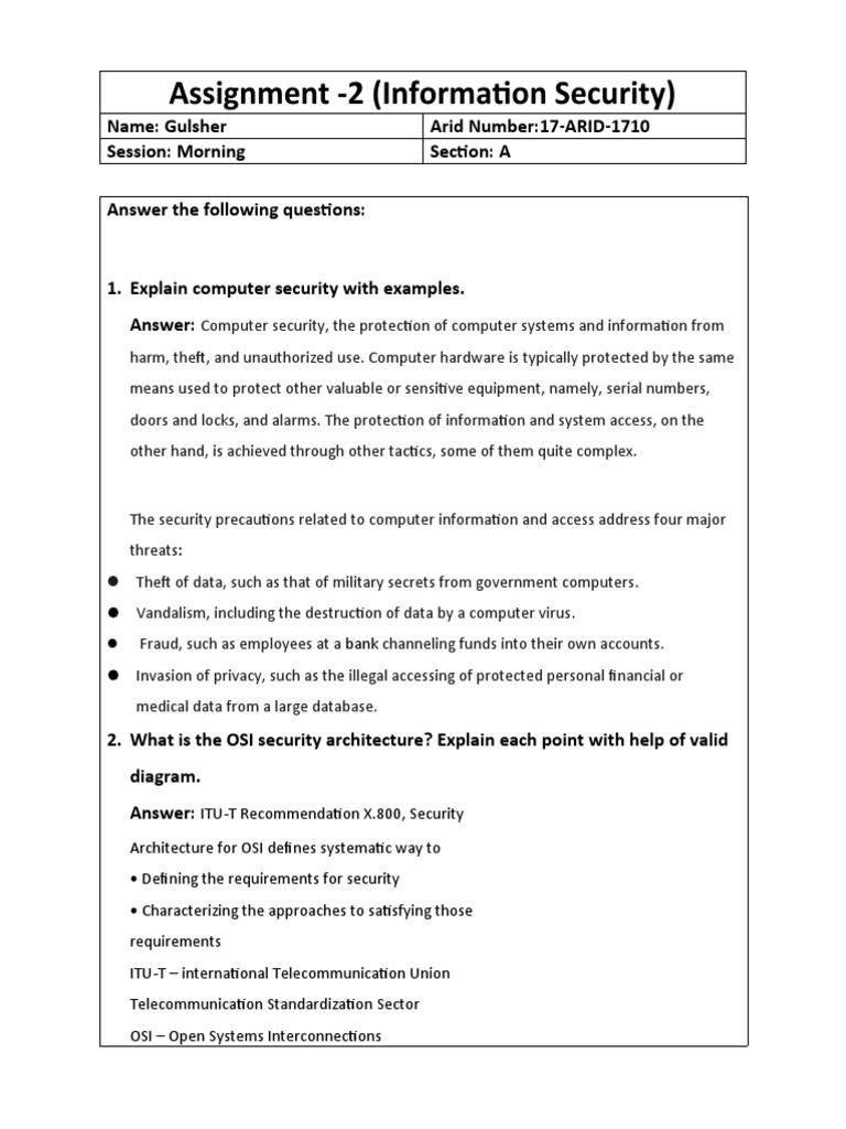 Assigment No 2 InfoSec | PDF | Information Security | Personal ...