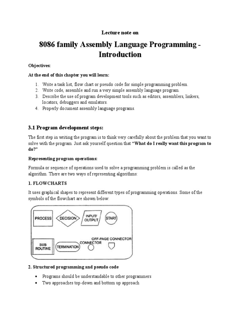 8086 Family Assembly Language Programming - : Lecture Note On | Download Free PDF | Assembly ...