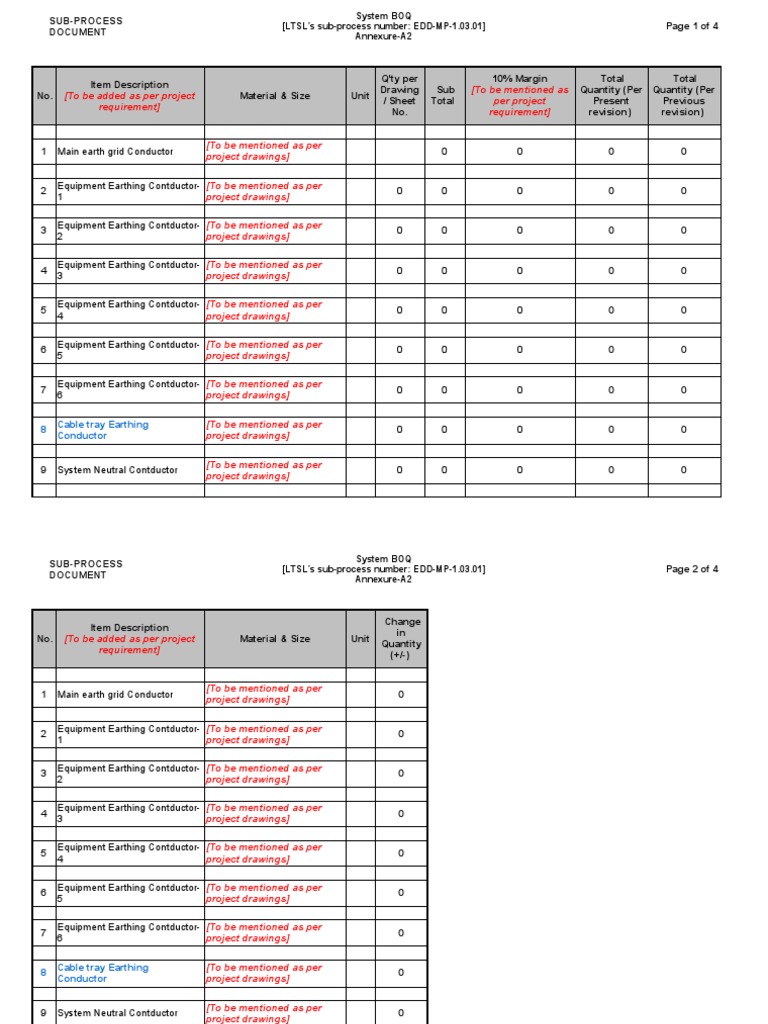 Earthing BOM Format | PDF | Electrical Conductor | Screw