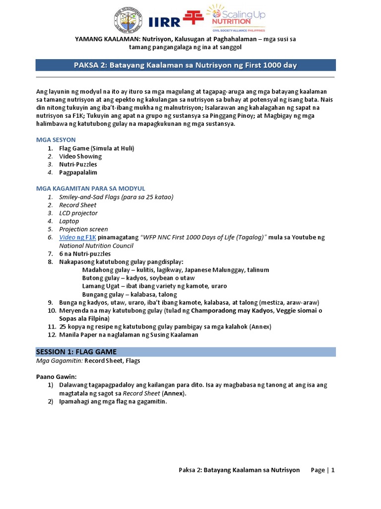 NES 2 - Batayang Kaalaman Sa Nutrisyon F1K | PDF