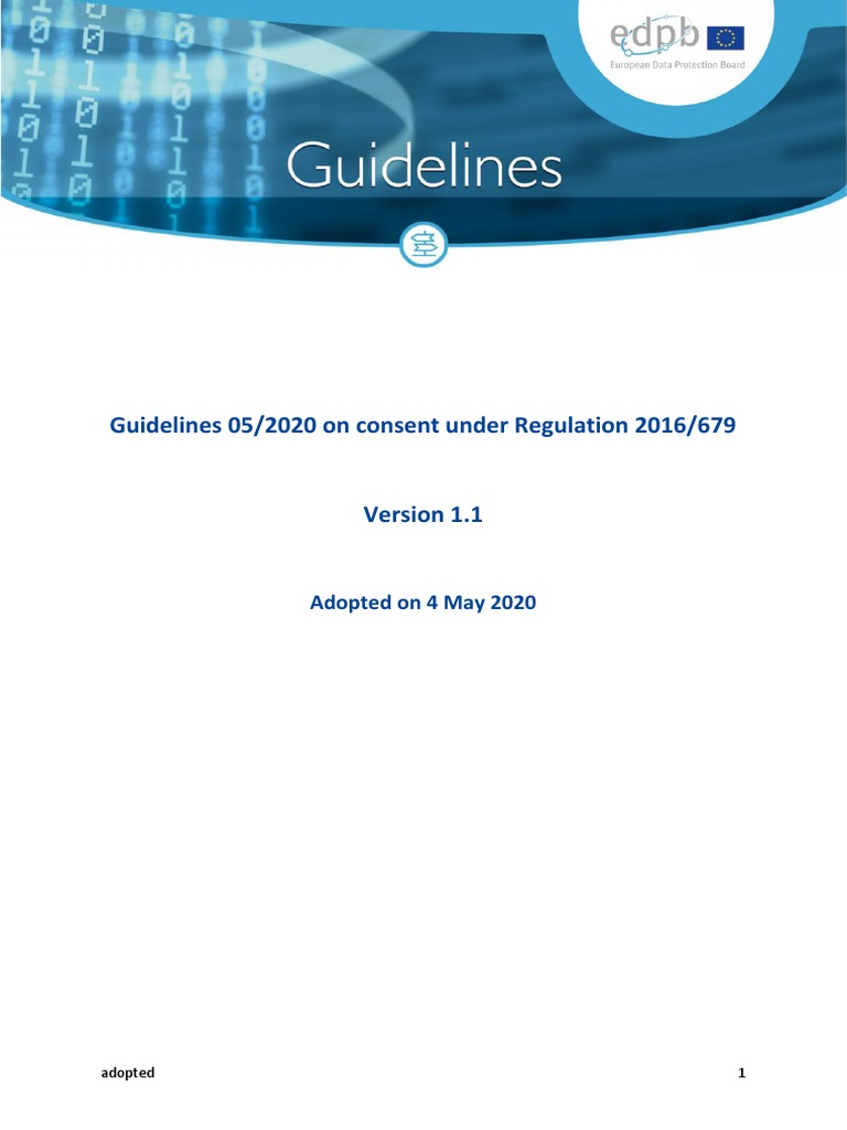 Edpb Guidelines 202005 Consent en | PDF | Consent | Privacy