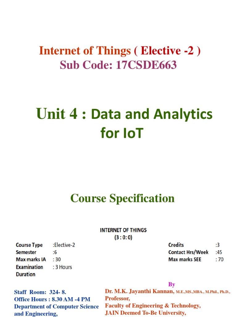 IOT Unit 4 Data and Analytics For IoT by Dr.M.K.Jayanthi Kannan | PDF ...
