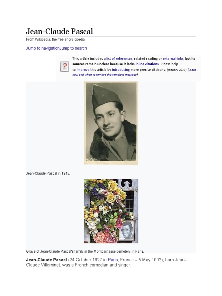 Jean-Claude Pascal: Jump To Navigationjump To Search | PDF