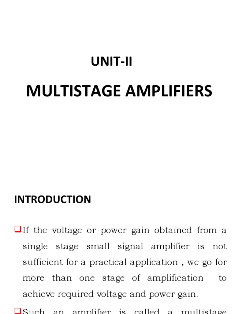Unit Ii Multistage Amplifiers Pdf Amplifier Electrical Engineering