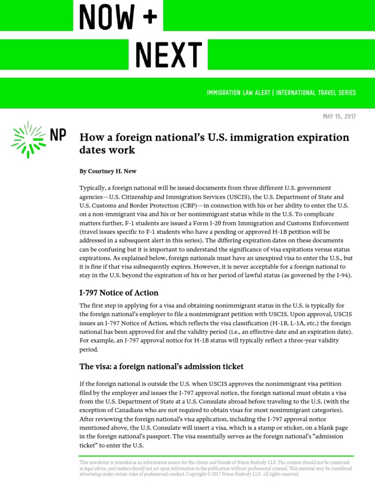 How A Foreign National's U.S. Immigration Expiration Dates Work ...