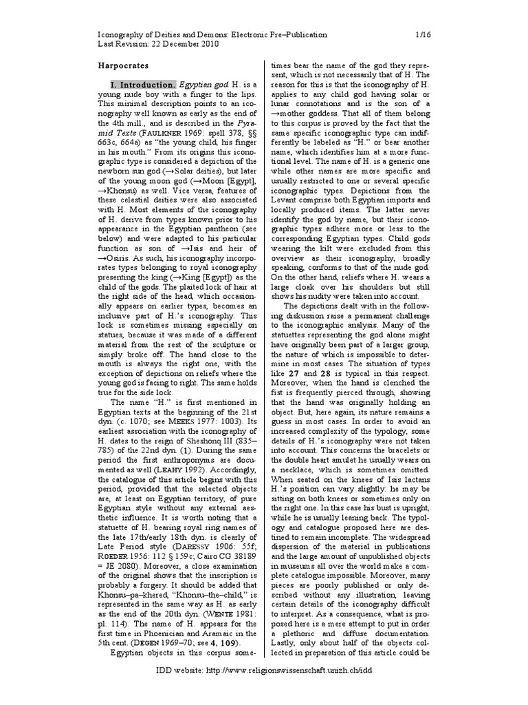 Harpocrates in Iconography of Deities A PDF | PDF | Isis | Deities