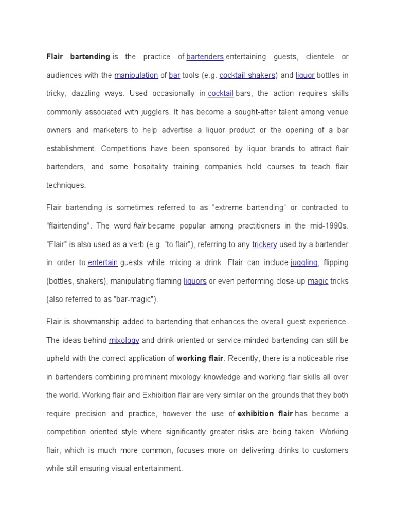 Bartenders Manipulation Bar Cocktail Shakers Liquor Cocktail | PDF