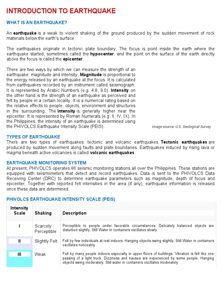 Introduction To Earthquake and Tsunami | PDF | Earthquakes | Moment ...