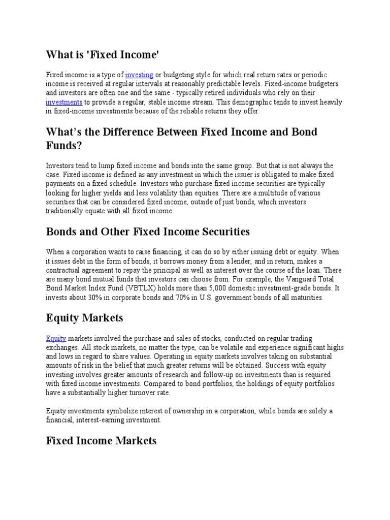 What Is 'Fixed Income': Investing | PDF | Fixed Income | Bonds (Finance)