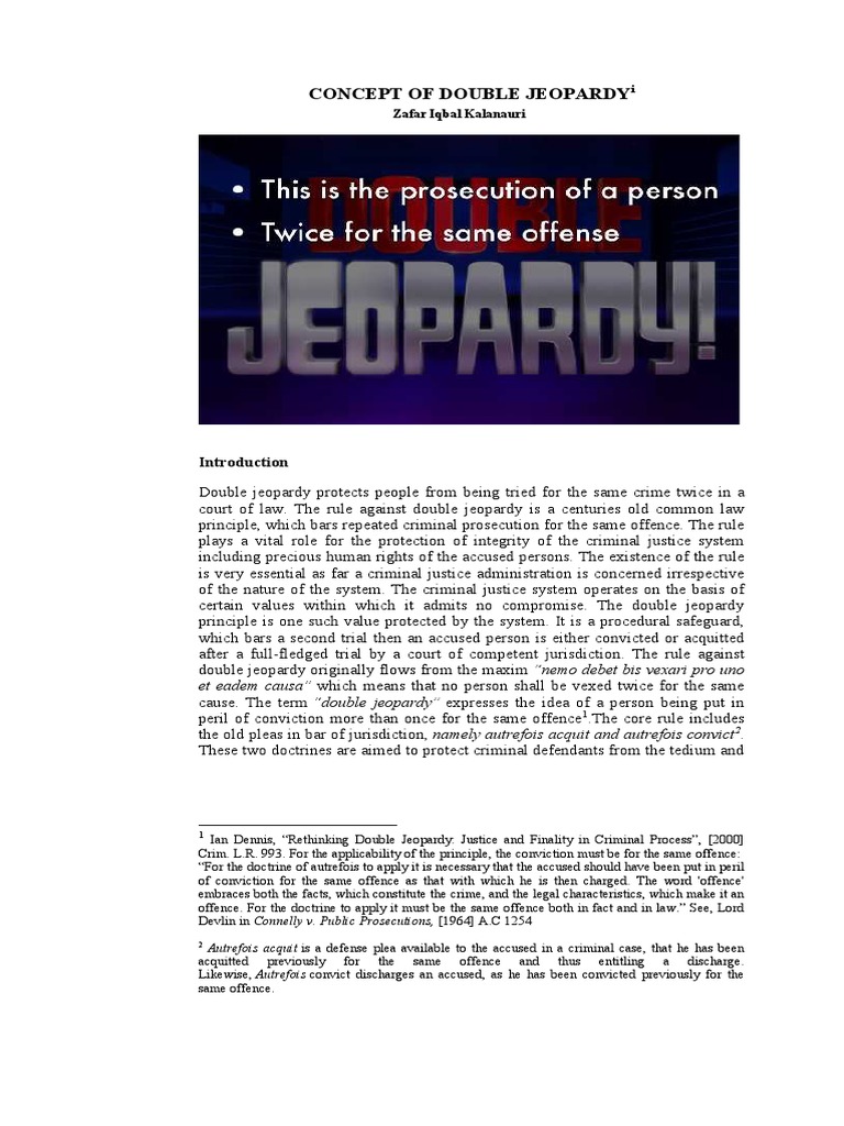 CONCEPT OF DOUBLE JEOPARDY I | PDF | Double Jeopardy | Acquittal
