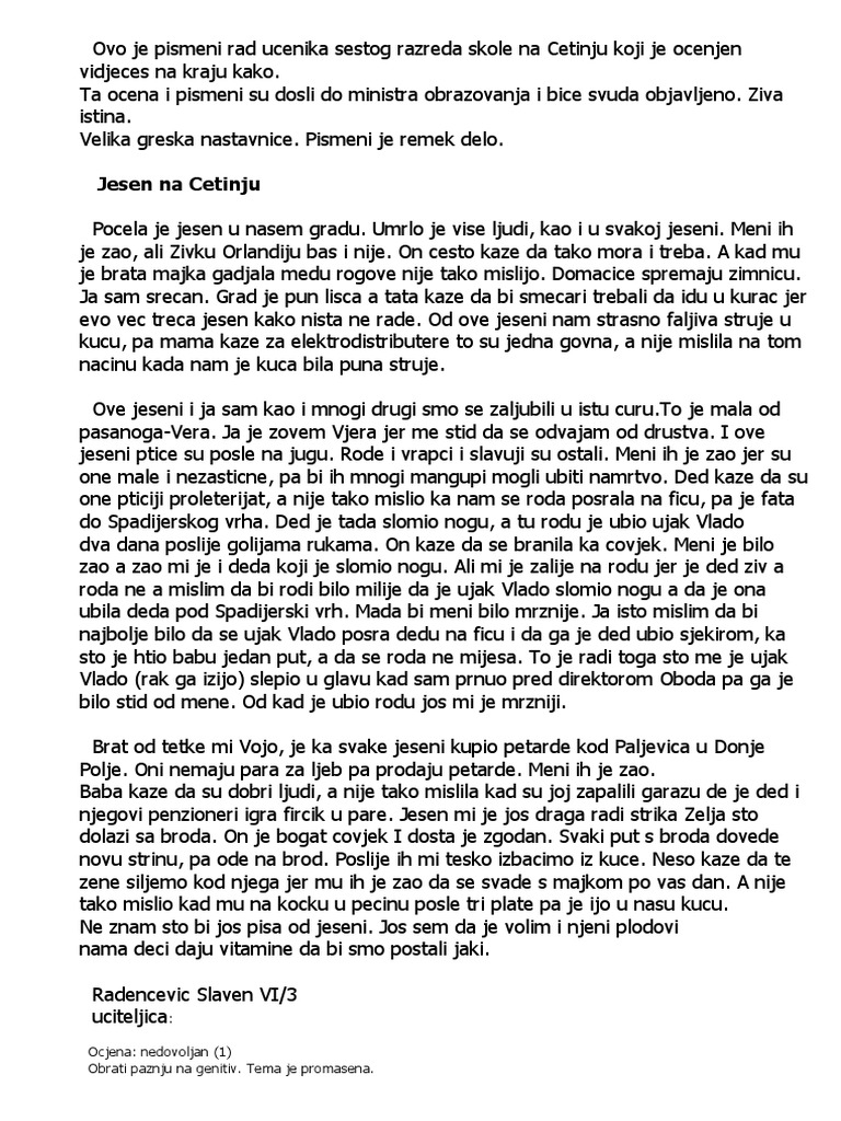 Jesen Na Cetinju | PDF