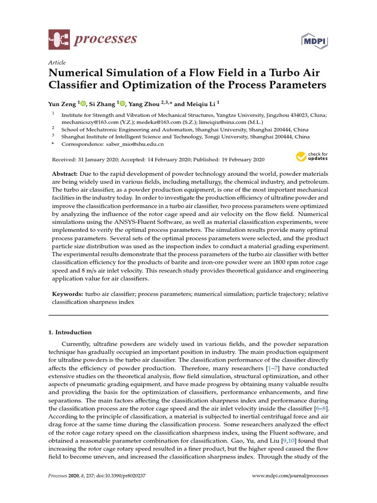 Turbo Air Classifier Design | PDF | Fluid Dynamics | Turbine