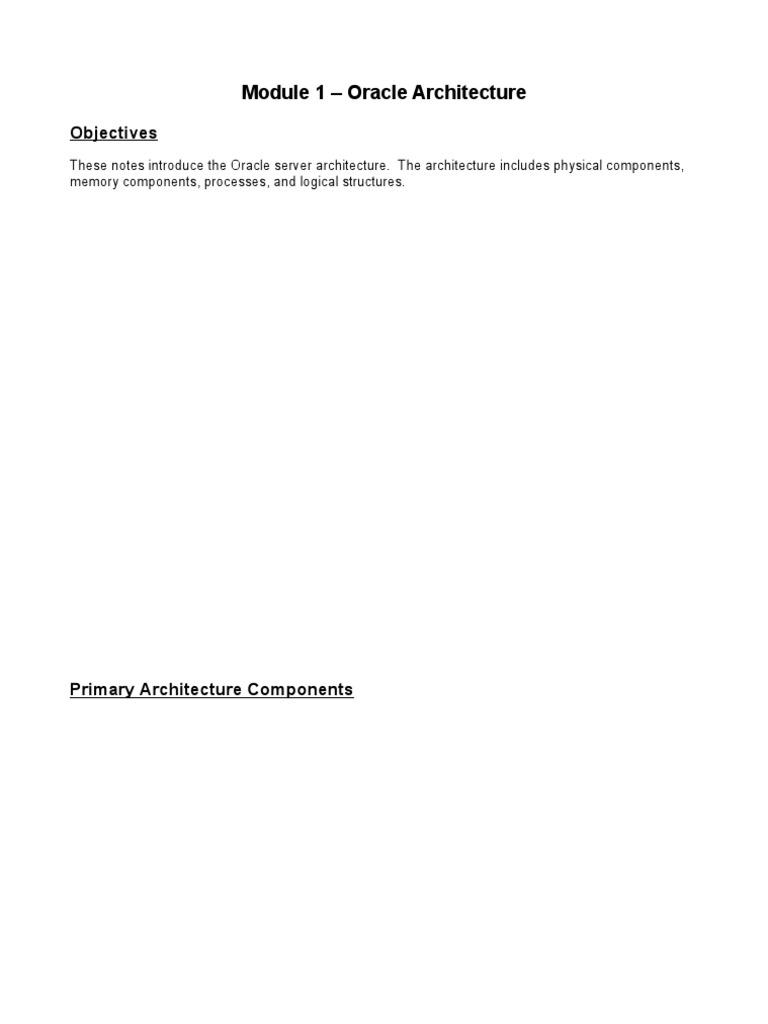Module 1 - Oracle Architecture: Objectives | PDF | Cache (Computing ...