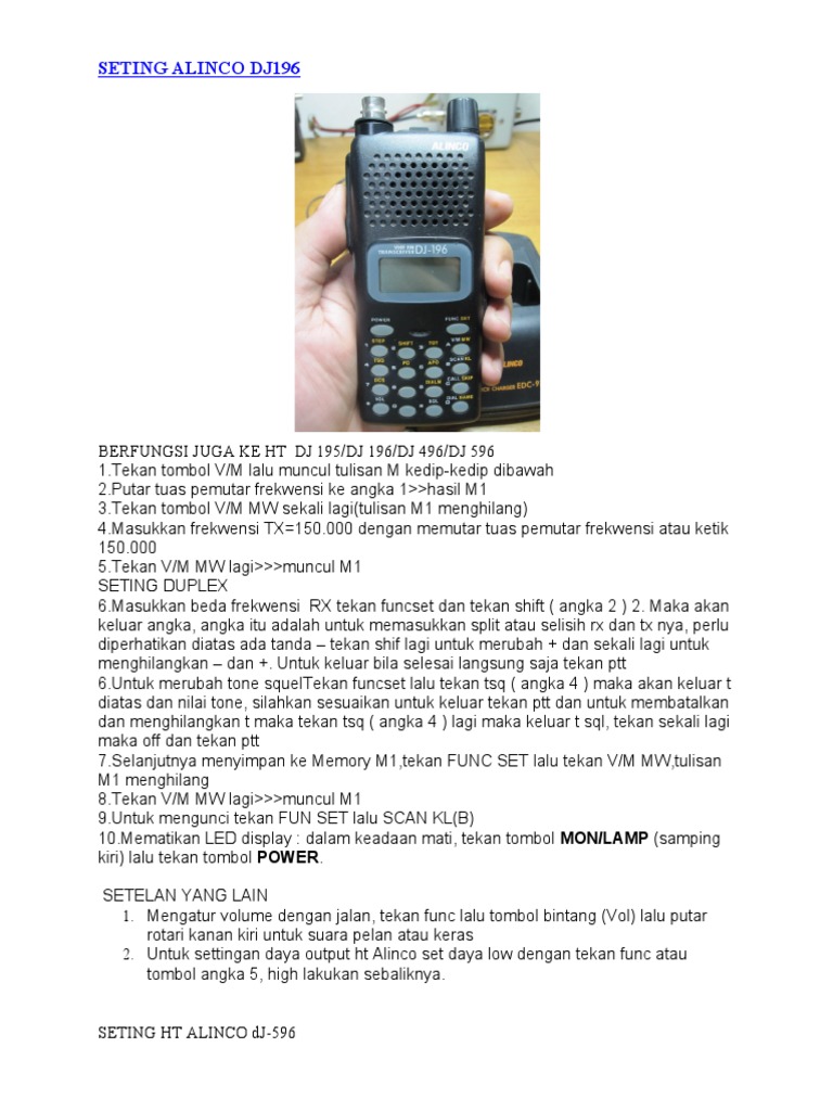 Cara Seting Alinco DJ196 | PDF