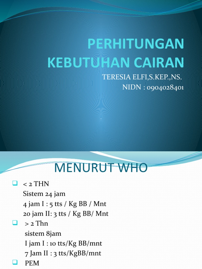 Perhitungan Kebutuhan Cairan | PDF