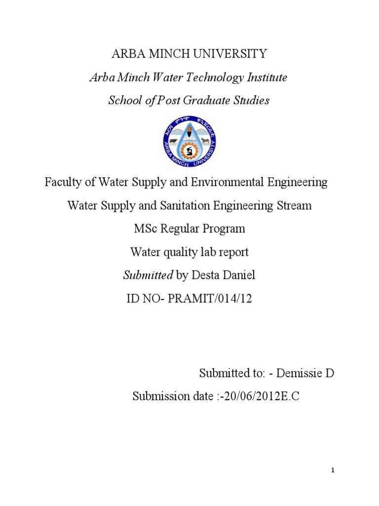 Arba Minch Water Technology Institute School of Post Graduate Studies ...