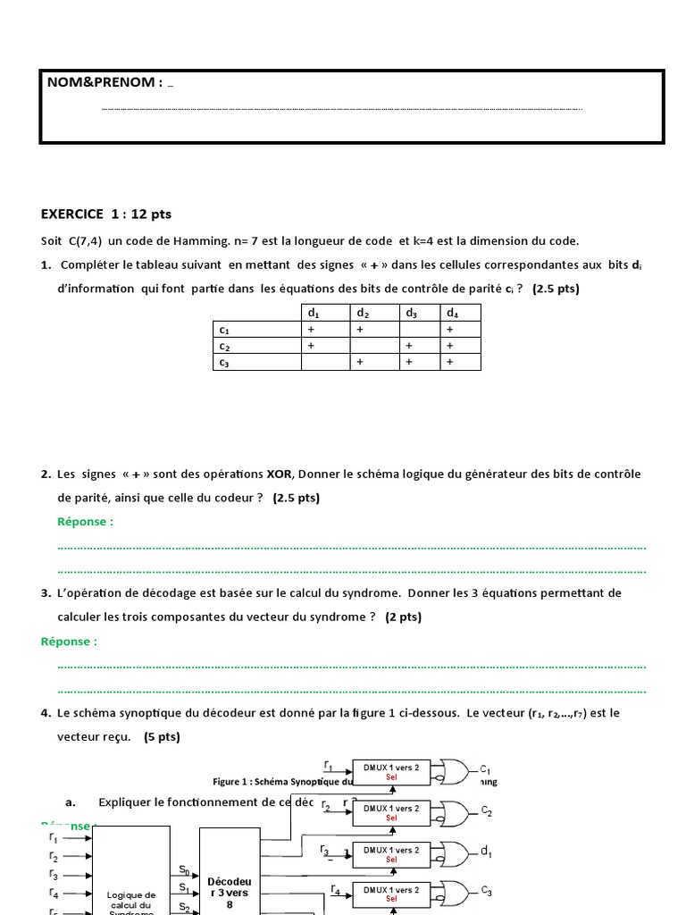 Codes de Hamming et Décodage 2019 | PDF | Code (information) | Informatique théorique