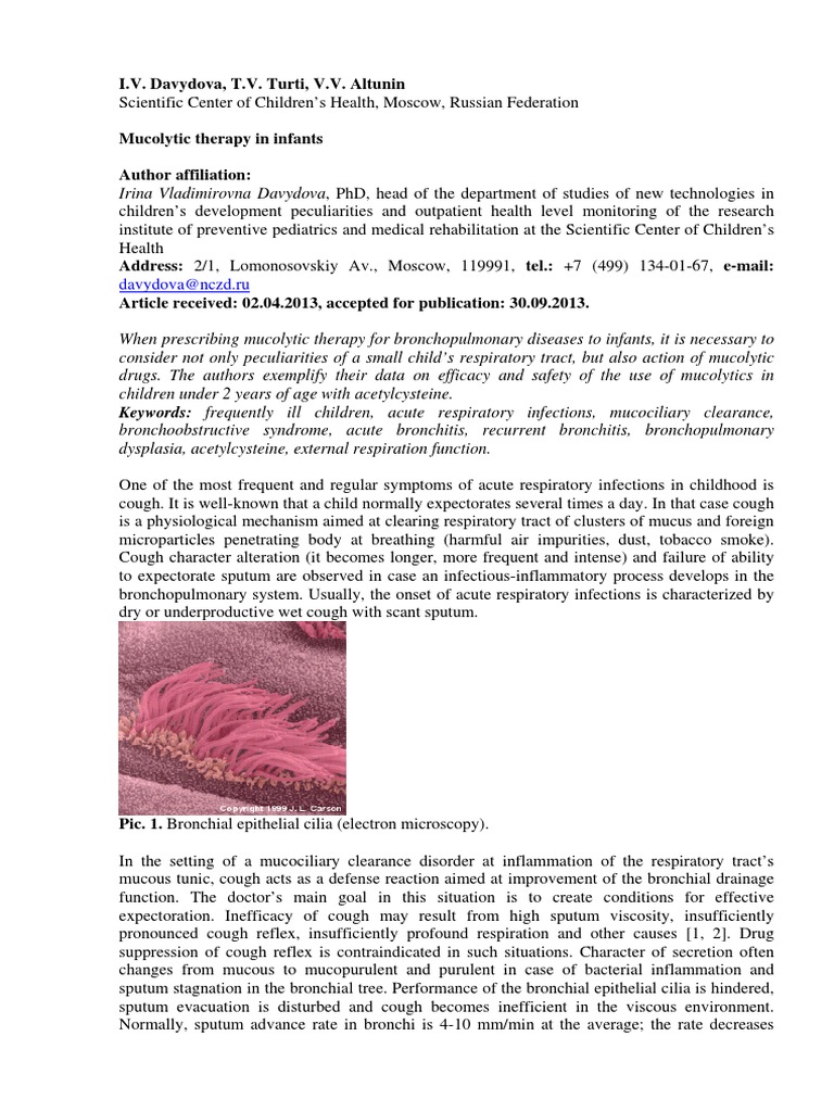 Mucolytic Therapy for Infants' Cough | PDF | Cough | Bronchitis
