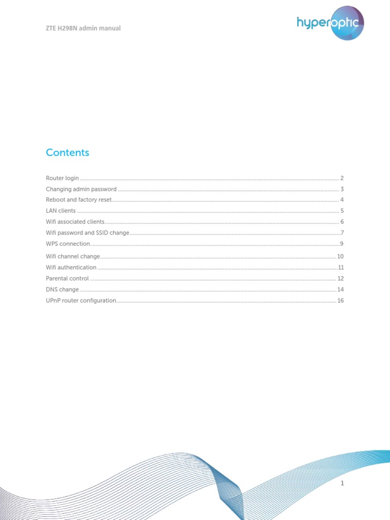 ZTE H298N Admin Manual | PDF | Wi Fi | Wireless Lan