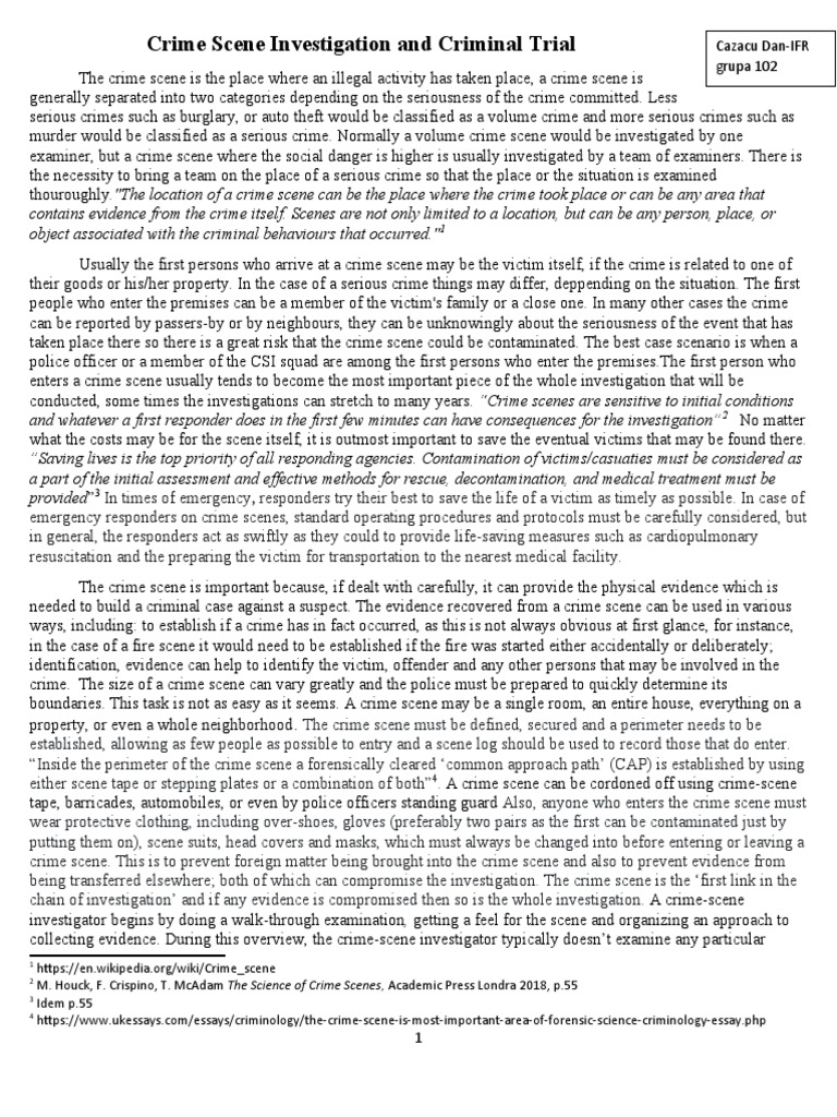 Crime Scene Investigation and Criminal Trial | PDF | Crime Scene ...